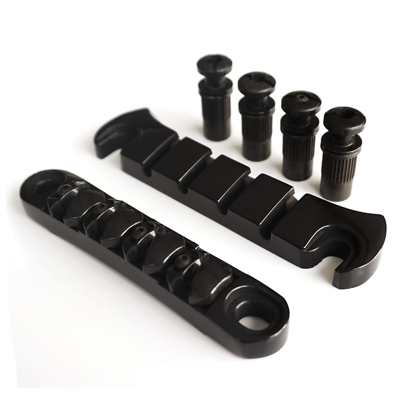 Bass Guitar Bridge and Tailpiece Tune O Matic Set Black | Reverb