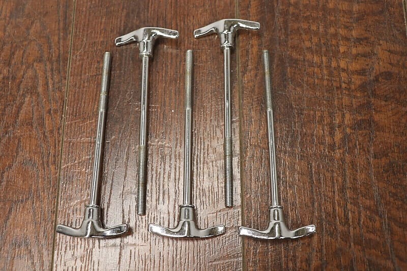 Percussion Plus 5.25" Bass Drum T Rods Chrome Vintage 5pk | Reverb