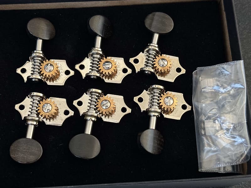 Waverly Guitar Tuners with Ebony Knobs for Solid Pegheads, | Reverb
