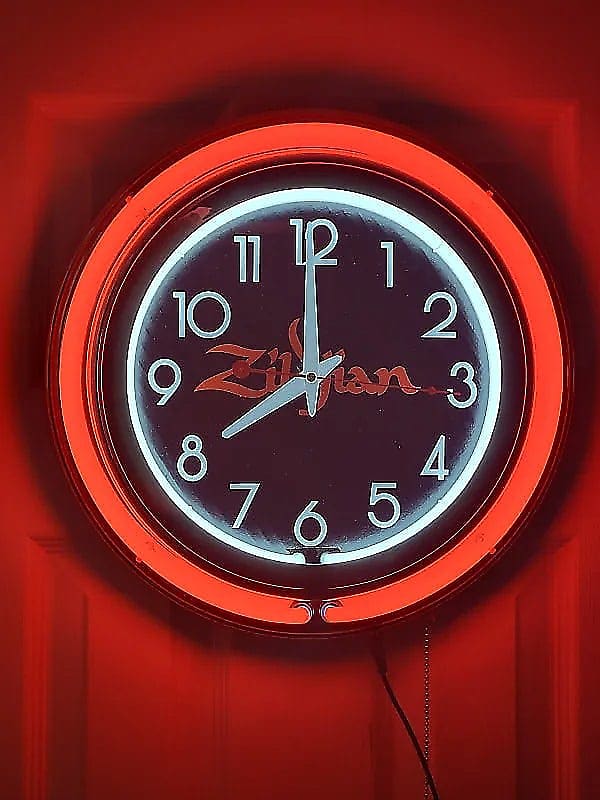 Zildjian Cymbals Double Neon Red/White Wall Clock Killer Cool | Reverb