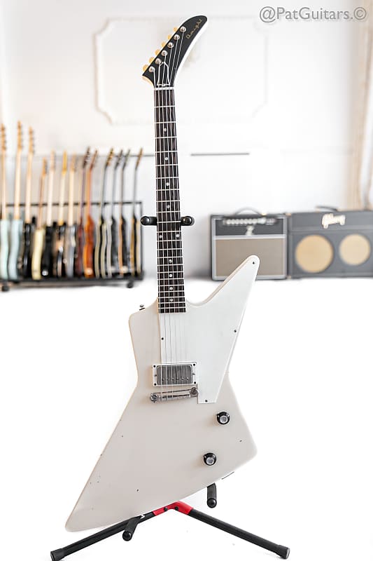 2019 Dwight Eliminator Korina Explorer in aged white by Clive | Reverb