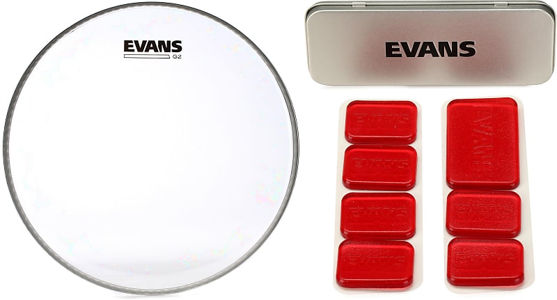 Evans G2 Clear Drumhead - 12 inch Bundle with Evans EQ Pods | Reverb