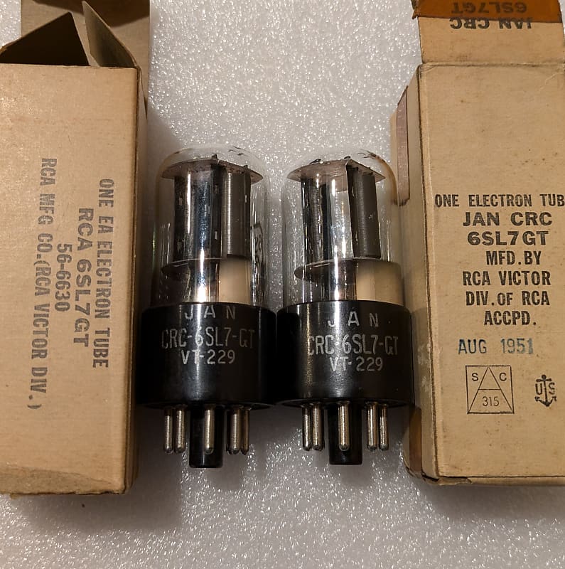 VT-229 RCA JAN-CRC-6SL7GT NOS NIB Tubes Black Plates Bottom D | Reverb