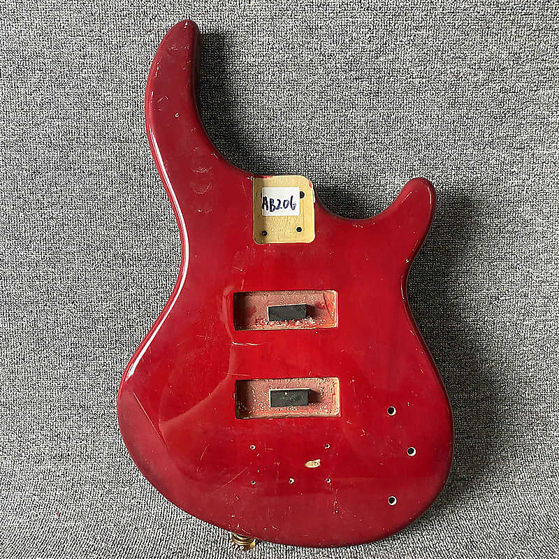 Glossy Red 4 String Bass Guitar Solid Basswood Body | Reverb