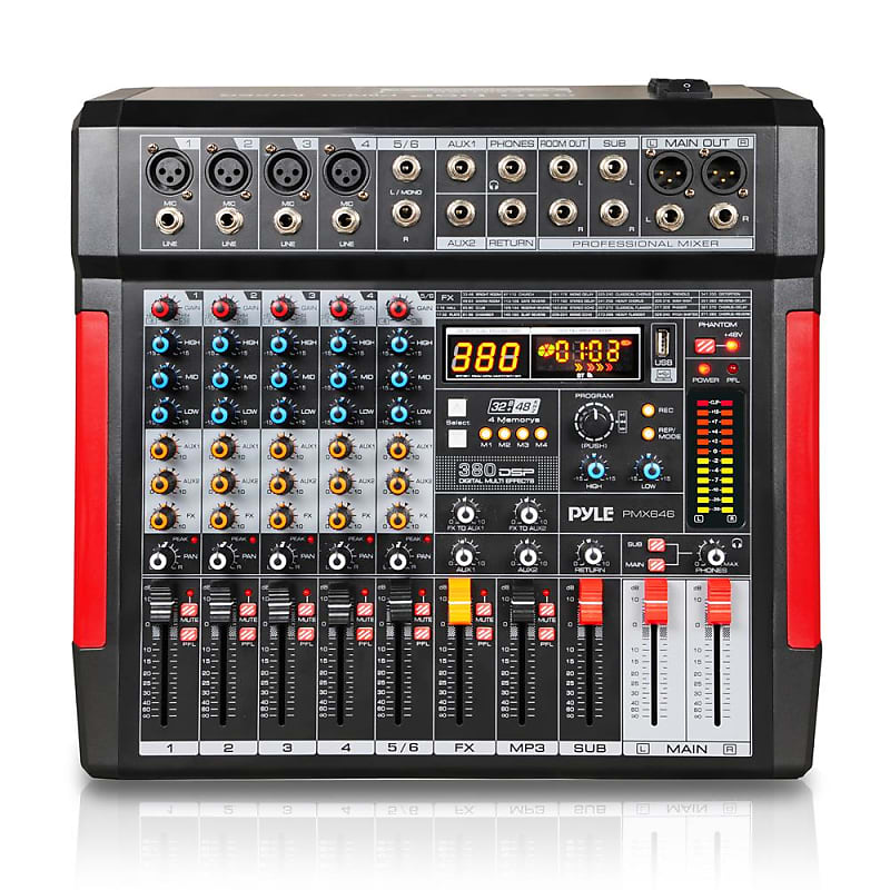 Pyle PMX646 Mixer w 380 effects, Bluetooth/USB Stick player, | Reverb