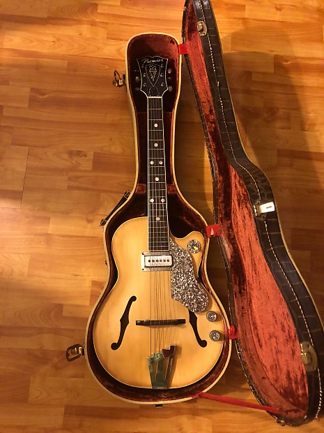 Premier Multivox Bantam Hollow Body Natural Gold Guitar | Reverb UK