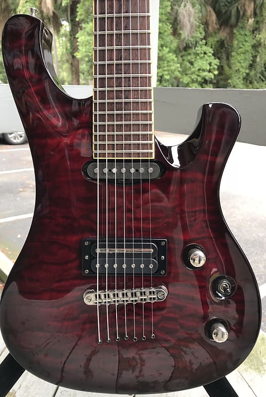 Schecter 007 Elite Black Cherry / Trans Red 7 String | Reverb