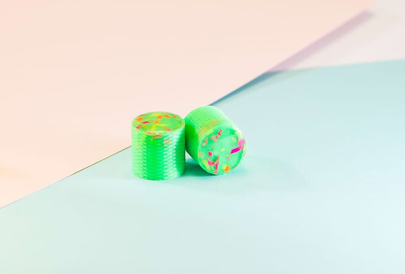 Green Neon-Fetti Gentle Knurl Knob Duo | Reverb