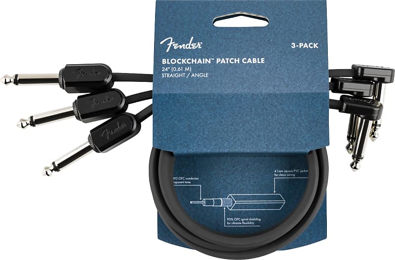 Fender Blockchain 24" Patch Cable, 3-pack, Straight/Angle | Reverb
