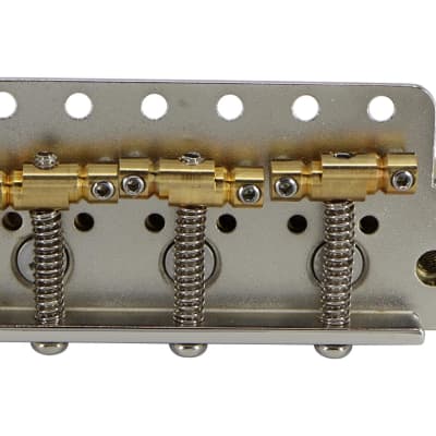 Strat/Tele - Trem Bridge w/ 1/4" Brass Saddles - Satin Nickel | Reverb