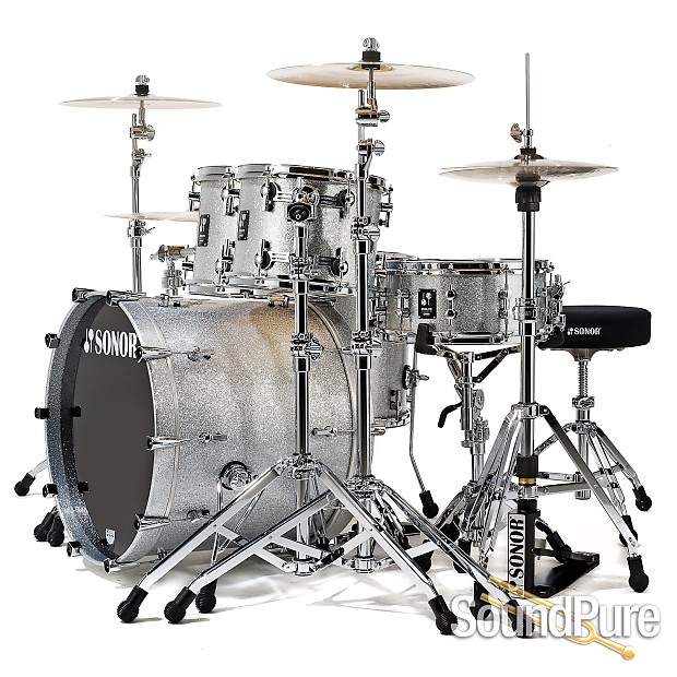 4pc Sonor Prolite Studio Drum Set-Silver Sparkle | Reverb