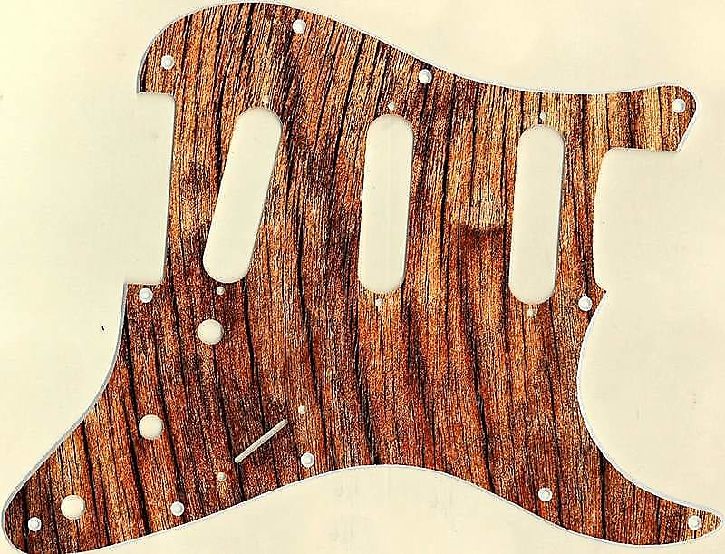 Graphical pickguard Fender Stratcaster Strat SSS 11 Hole Wood | Reverb