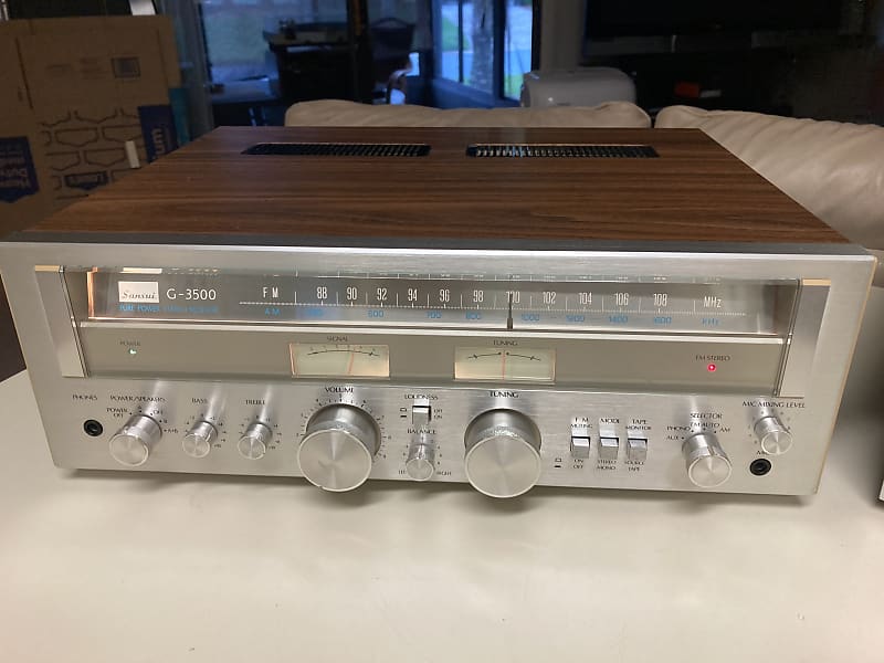Sansui G-3500 1977 Brushed Silver Alumn. Walnut cabinet | Reverb