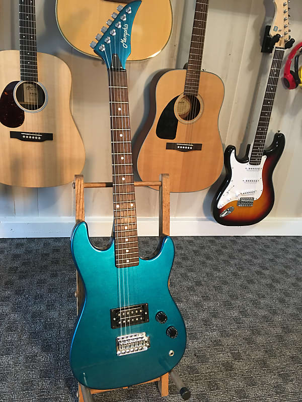 Memphis Strat Metallic Blue Electric Guitar w/ Case | Reverb