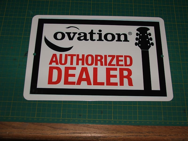 Ovation Authorized Dealer Metal wall sign...8"x12"... White | Reverb