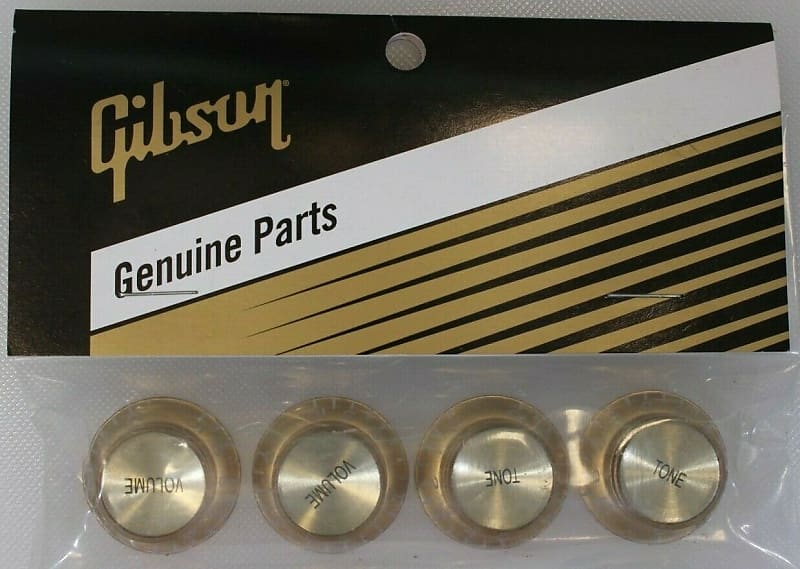 GIBSON® Gold w/Gold Reflector Insert Top Hat Knob Set / Les | Reverb