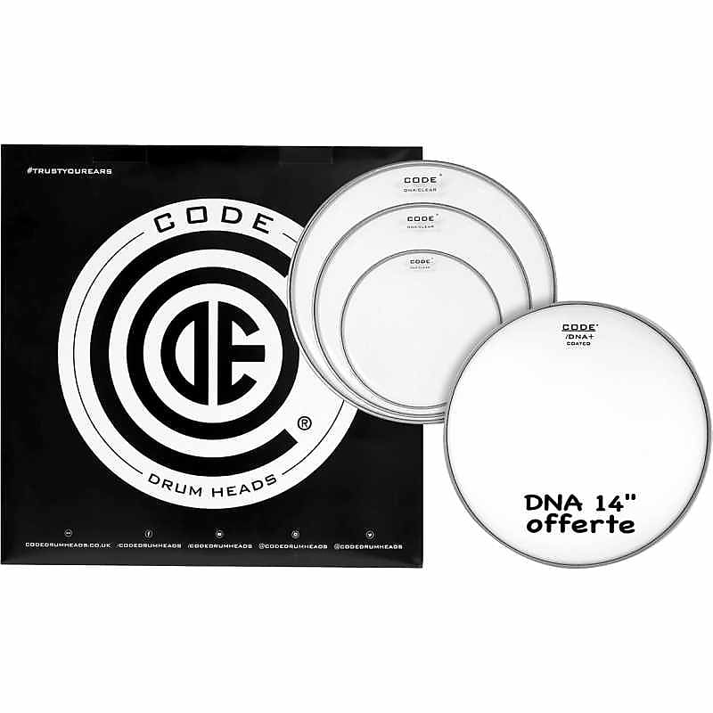 Code Drumheads TPDNACLRF TOM PACK DNA CLEAR FUSION + CC 14" | Reverb