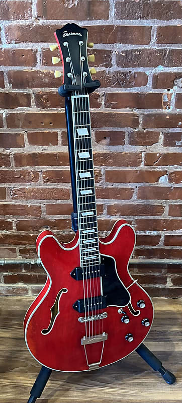 Eastman T64/V Red 16" Thinline Lollor P90s with hard case | Reverb