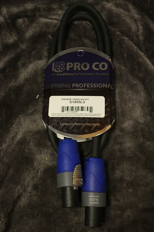 Pro Co Speaker Cable S14NN-3 14AWG N/N 3ft *Free Shipping in | Reverb