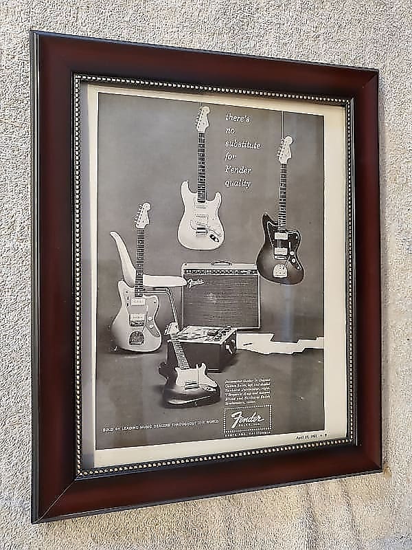 1961 Fender Guitars Promotional Ad Framed Stratocaster, | Reverb