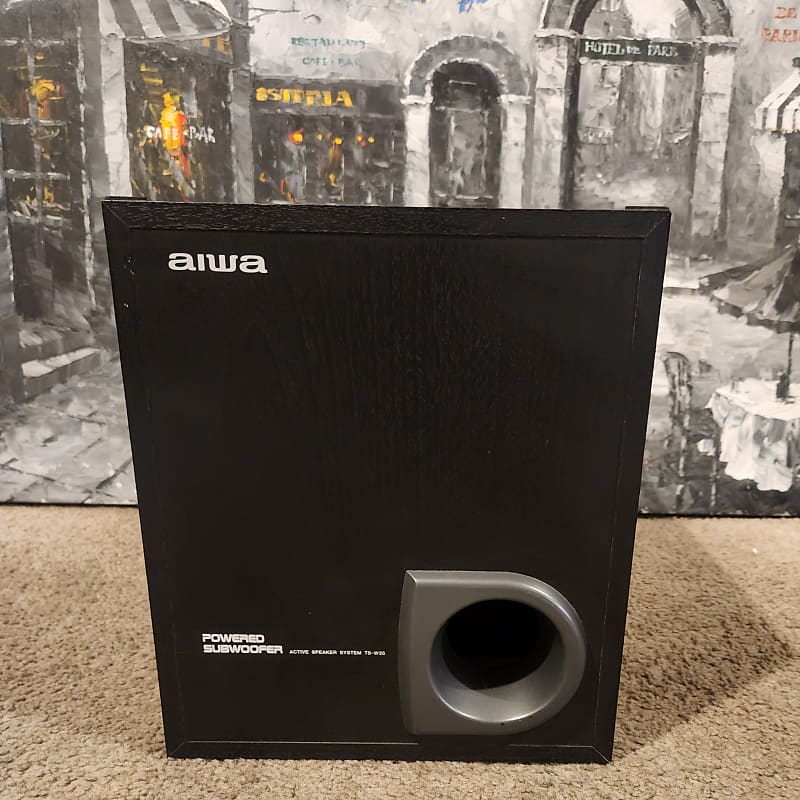 Aiwa Aiwa TS-W35 powered subwoofer 90s - Black wood cabinet | Reverb