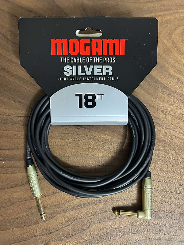 Mogami Silver P18R Right Angle Instrument Cable - 18ft | Reverb