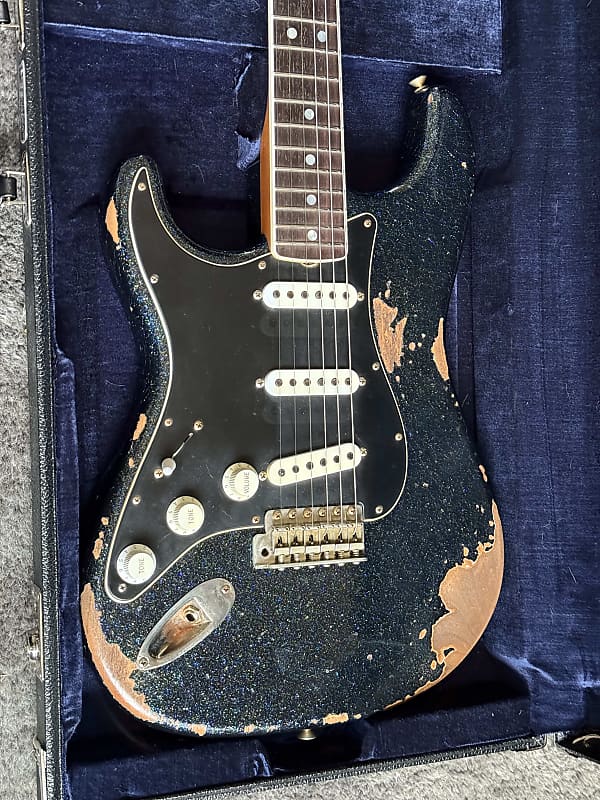 Fender Custom Shop 1965 Heavy Relic Black Holo Flake | Reverb