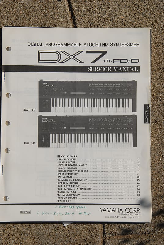 Yamaha DX7 II FD service repair manual w schematics 1990s | Reverb