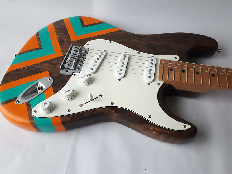 Custom painted strat style guitar | Reverb