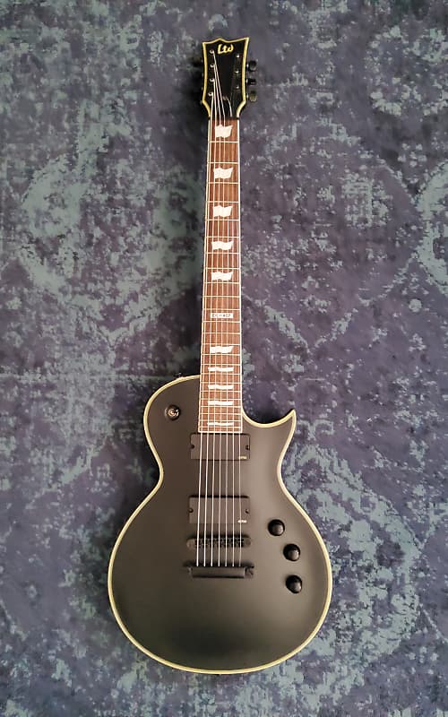ESP LTD EC-407 7-String Guitar - Black Satin | Reverb