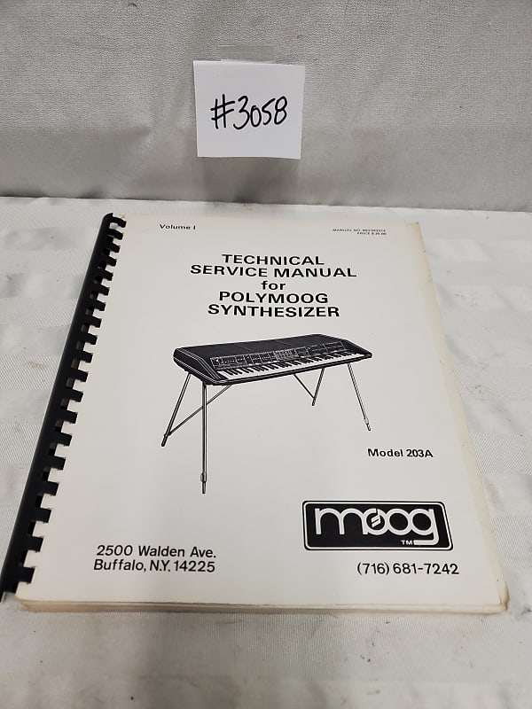 MOOG MODEL 203A TECH & SERVICE MANUAL POLYMOOG SYNTHESIZER | Reverb