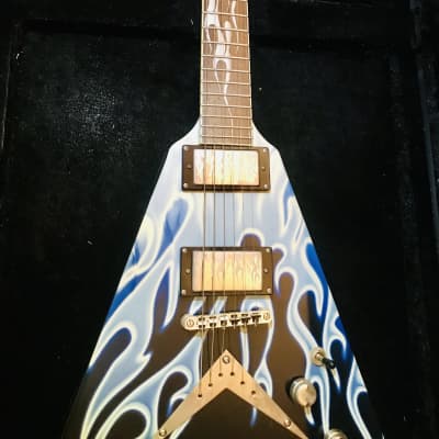 Dean Flying V Inferno Blue Flame Rare Electric Guitar with | Reverb