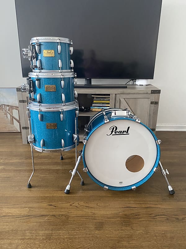 Pearl Masters Custom “Jazz” sizes 4 piece drum kit! Blue | Reverb