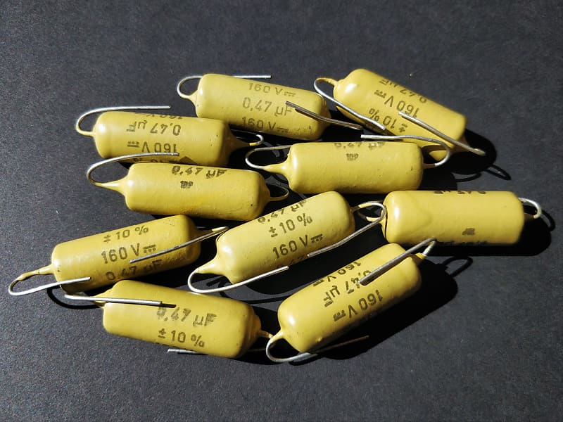 10x NOS Mullard Philips Mustard 0.47uF (470nF) 160V Film | Reverb UK