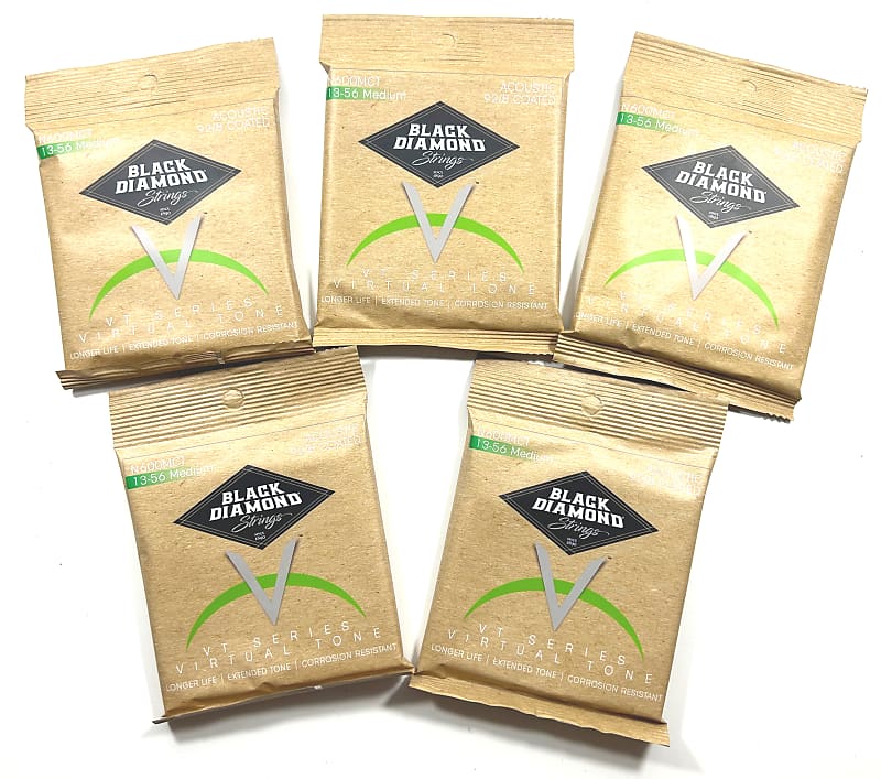 Black Diamond Guitar Strings 5 Sets Acoustic Medium Coated | Reverb