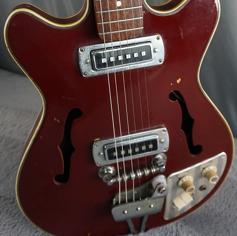 Teisco? Maroon Semi Hollow Electric Guitar | Reverb