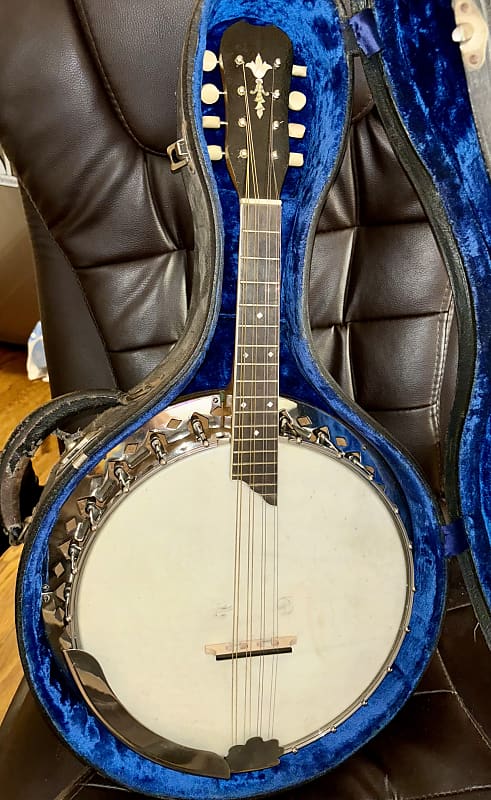 Vintage Antique 1920's Banjolin w/ Metal Tone Ring & OHSC | Reverb