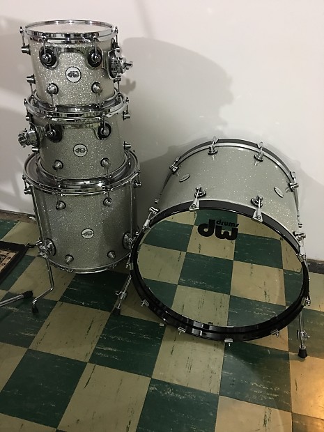 DW Silver Sparkle 4 Piece Drum Kit | Reverb