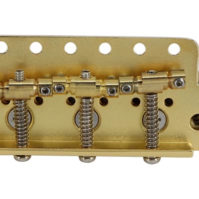Strat/Tele - Trem Bridge w/ 1/4" Brass Saddles - Satin Gold | Reverb