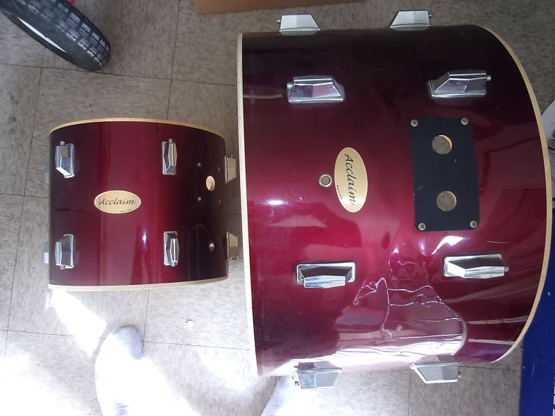 Acclaim Shell + Lugs Lot of 2 Burgundy Drums 22" x 14" Bass / | Reverb