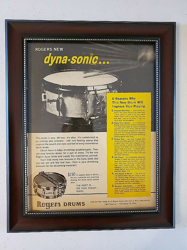 1961 Rogers Drums Color Promotional Ad Framed Rogers | Reverb