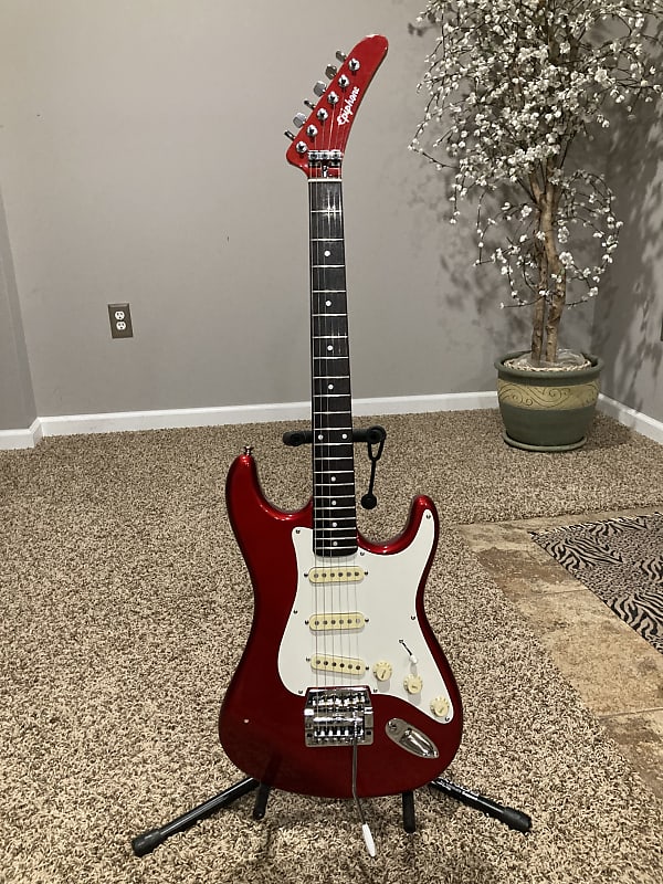Epiphone Strat (Stratocaster) w/Kahler and HSC 1995 Red (Rare | Reverb