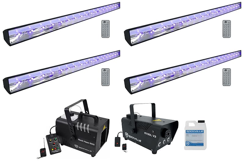 (4) American DJ ECO BAR UV DMX 18x3w LED Bar Black Lights | Reverb