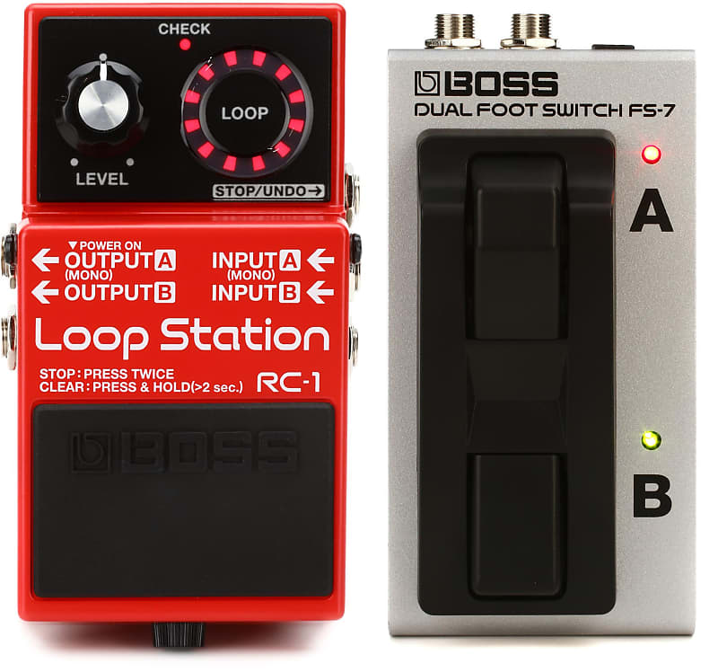 Boss RC-1 Loop Station Looper Pedal Bundle with Boss FS-7 | Reverb