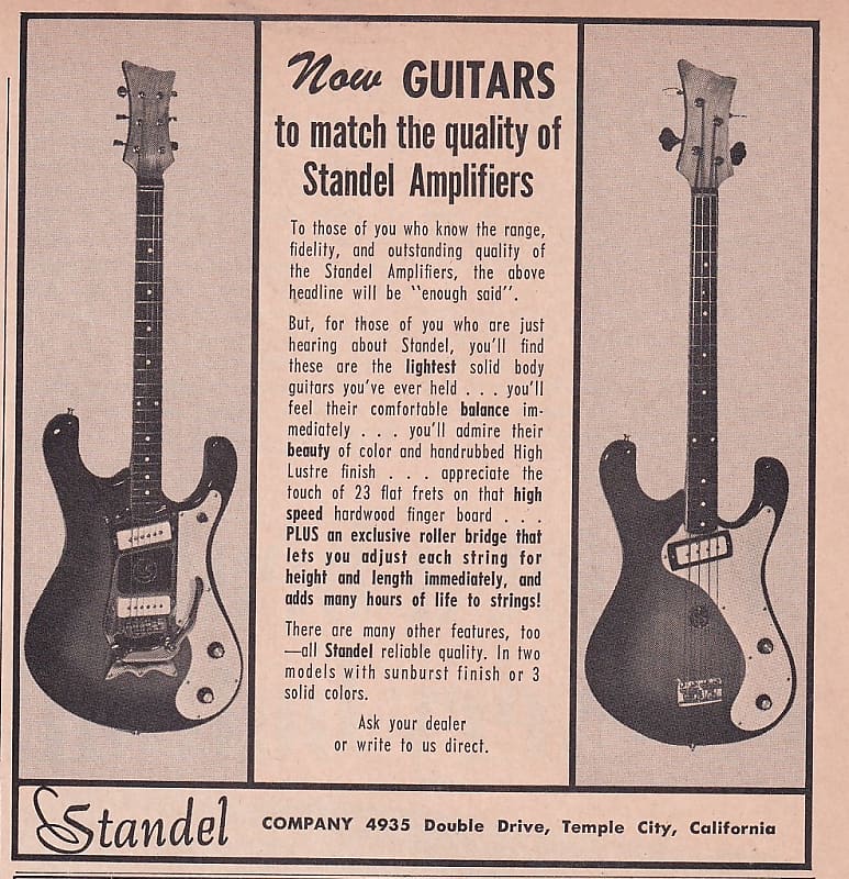 STANDEL GUITAR 1965 VINTAGE ADVERT | Reverb