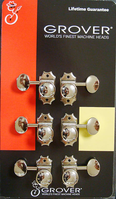 Grover 533N Vintage Locking Tuners, Oval Metal Button, 3 +3 | Reverb