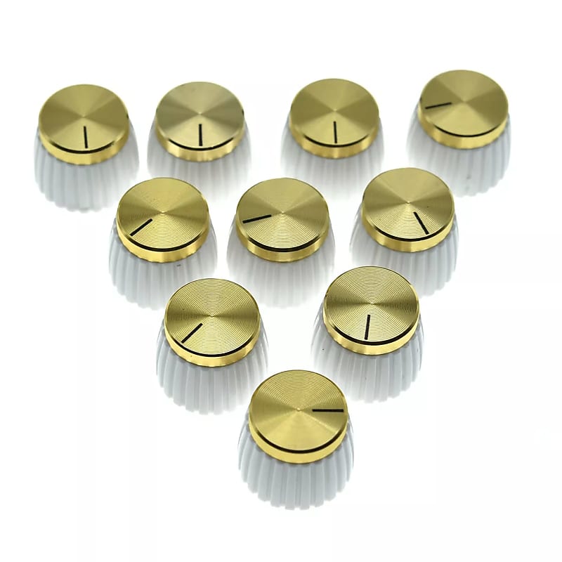 Marshall Amp Knobs - White with Gold Cap, Push-On (Set of 10) | Reverb