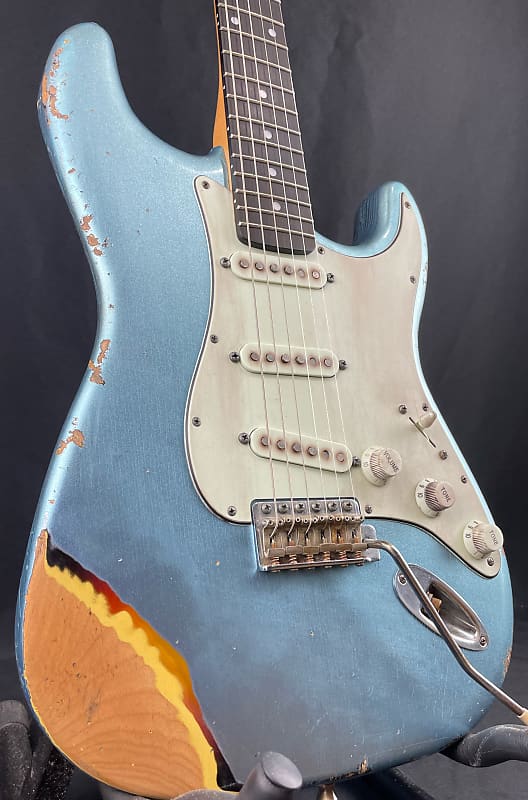 Custom/Hybrid Stratocaster, Relic, Blue Ice Metallic over | Reverb