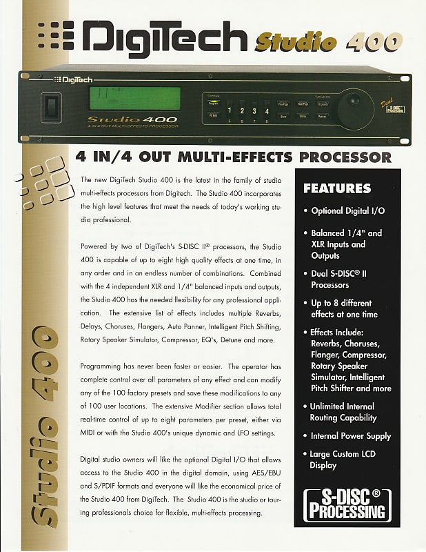 Digitech- Studio 400 Promotional Cut Sheet | Reverb