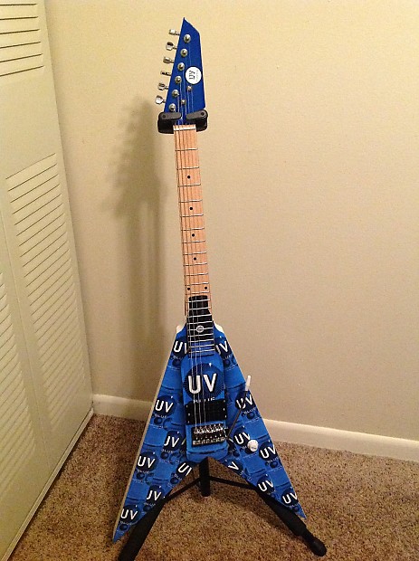 UV Blue Flying V Guitar Blue | Reverb
